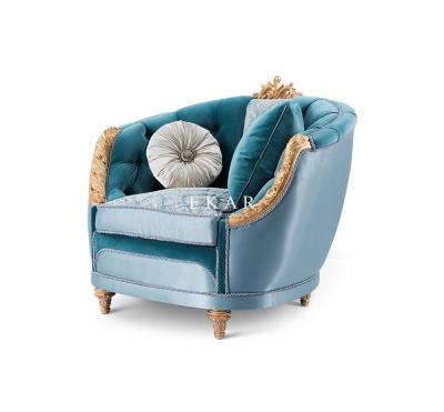 China Luxury Hand Carving Velvet Classic 6 Seaters Antique Living Room Furniture Sofa Set for sale