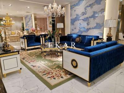 China Wooden Royal Spanish Design Furniture 6 Seater Royal Fabric Sofa Set for sale