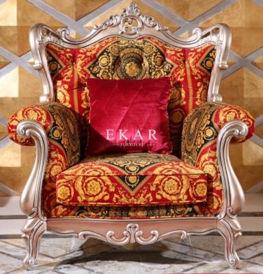 China Classic Antique Design Solid Wooden Carved Luxury Fabric Sofa for sale