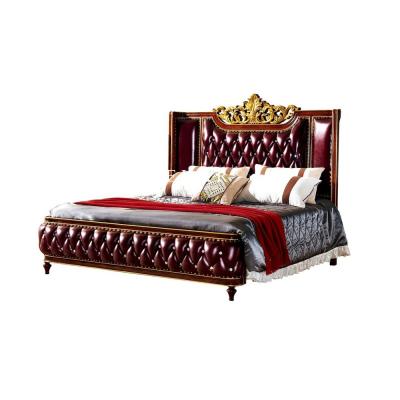 China Classic Design Solid Wood Bedroom Furniture Antique Luxury Carved Wooden Bed for sale