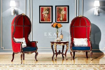 China Luxury Wooden Frame Antique Leather High Back Living Room Leisure Arm Chair for sale