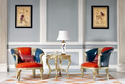 China Wooden Frame Luxury Antique Living Room Furniture Leisure Armchair for sale