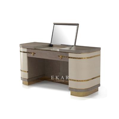 China Bedroom Furniture Wooden Modern Luxury Leather Dressing Table With Mirror for sale