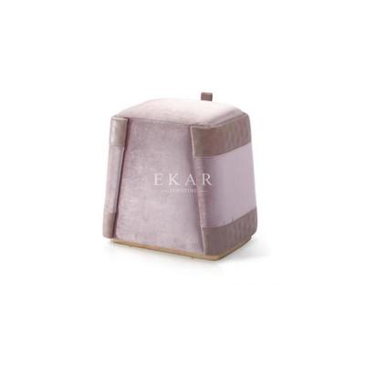 China Modern Bedroom Dresser Metal Base Dressing Chair Leather and Fabric Makeup Stool for sale