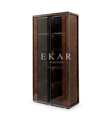 China Modern Luxury Veneer Glass Door Cabinet for sale
