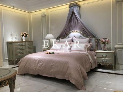 China Luxury Rose Style French Home Antique Wooden Bed Solid Wood Bedroom for sale