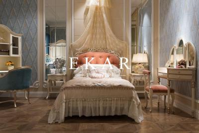 China Velvet Princess Bed Latest Bedroom Design Wooden Girl's Bed for sale