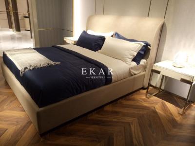 China Modern Fabric Upholstered Headboard Wooden Divan Bed for sale
