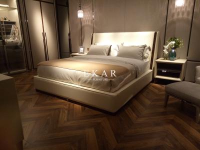 China Modern Luxury Design High End Leather Or Fabric King Size Bed for sale