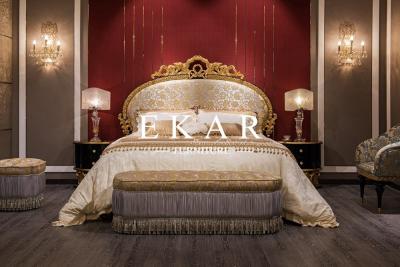 China Luxury Cushion Headboard Bed European Royal King Size Bedroom Furniture Solid Wood for sale
