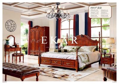 China Classical Deep Color Wooden King Queen Size Bed Bedroom Furniture for sale