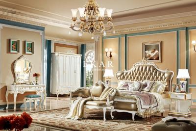 China European Luxury Royal Antique Wooden Carving Bedroom Furniture King Size Bed for sale