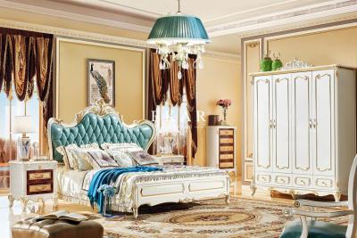 China Luxury Design Wooden Carved Leather Divan Antique Bed for sale