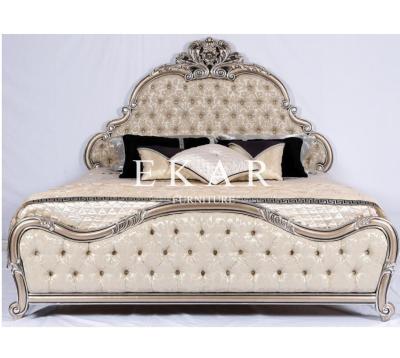 China Bed Headboard Upholstered Antique Royal King Size Solid Wood Bedroom Furniture for sale