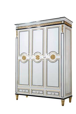 China Luxury Spanish Design Antique 3 Door Wooden Wardrobe for sale