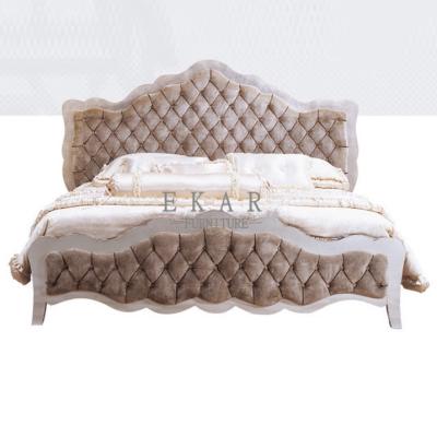 China Luxury Wooden Fabric King Size Bed Furniture Bedroom Hotel Bed for sale