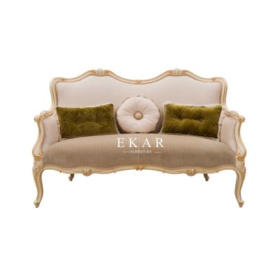 China Elegant European Style Living Room Furniture Wooden Design Velvet HIgh End Fabric Sofa for sale