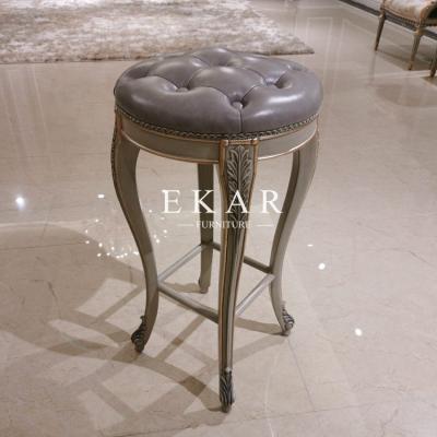 China Luxury Classic Wood Stool Leather Antique Bar High Chair for sale