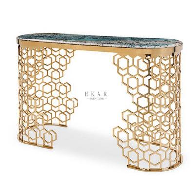 China Deluxe European Stainless Steel Marble Top Hallway Console Table W003H8 for sale
