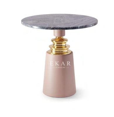 China Living Room Furniture Round Shaped Marble Top Side Corner Table for sale