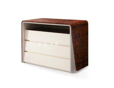 China High Gloss Veneer Leather Design Modern Wooden 3 Drawer Chest  W006B12A for sale