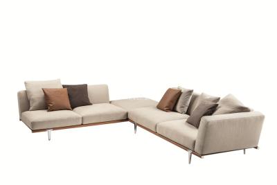 China L Shaped Modern Leather and Fabric Italian Design Corner Sofa for sale