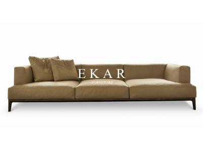 China European Modern Style Living Room Furniture New Model Light-brown Leather Sofa Set Pictures for sale