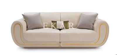 China Luxury White Genuine Leather Living Room Furniture Modern Sofa Set for sale