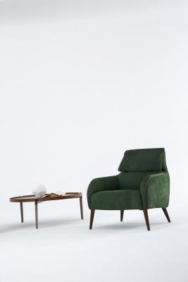 China Living Room Upholstery Modern Arm Fabric Leisure Chair With Ottoman for sale