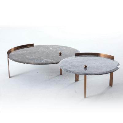 China Modern Metal legs Marble Top Coffee Table Luxury Sectional Round Tea Table With Stainless Steel Frame for sale