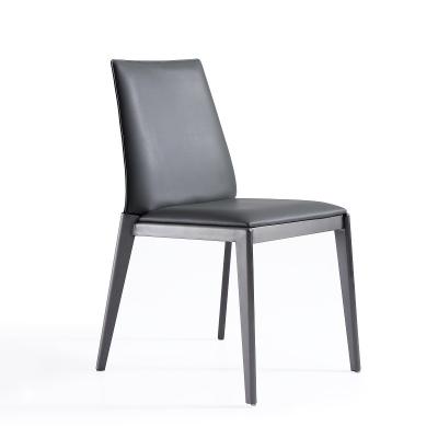 China Simple Design Upholstered Restaurant grey Leather Dining Chair for sale
