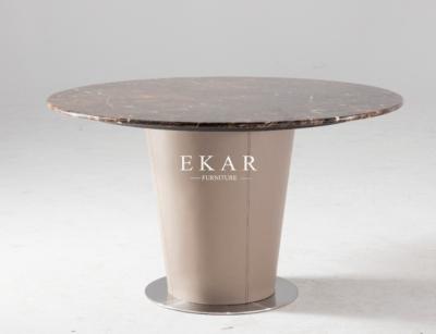 China Round Italian Metal Base Marble Dining Table for sale