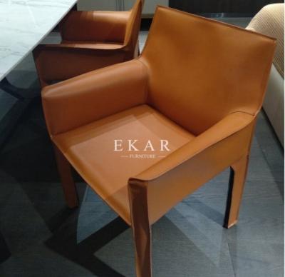 China Leather Contemporary Design Restaurant With Armrest Modern Dining Room Chair for sale