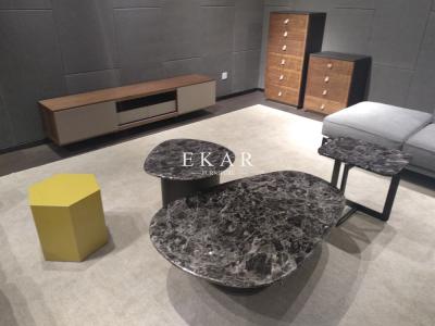 China Modern European Style Marble Top Metal Base Coffee Table Set for sale