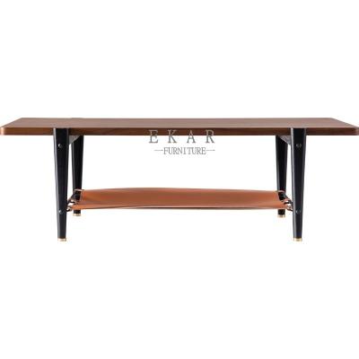 China Rectangle Solid Wood Leather Modern Italian Coffee Table for sale