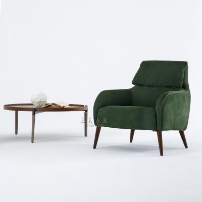 China Living Room Upholstery Modern Arm Fabric Leisure Chair With Ottoman for sale