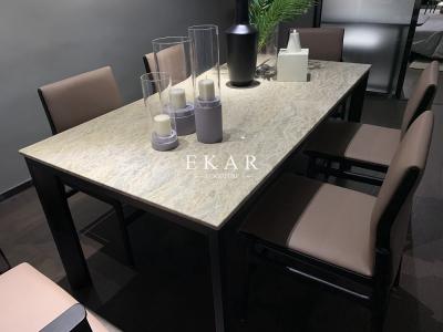 China Modern Rectangle Marble Top Solid Wood Set Dining Table Design for sale