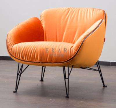 China Modern Living Room Super Comfortable Yellow Fabric Leisure Chair for sale
