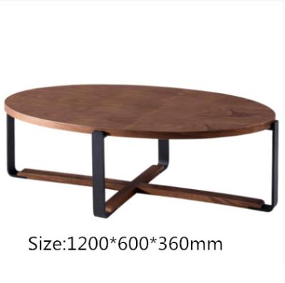 China Metal Frame Oval Italian Simple Design Wooden Coffee Table for sale
