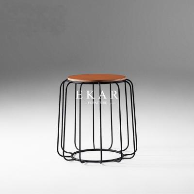 China Modern Stainless Steel Frame Living Room Round Side Corner Table for sale