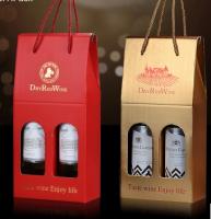 China Custom Logo Wine Gift Paper Bag with Transparent Window and Recycled Eco Paper for Luxury Wine Packaging for sale
