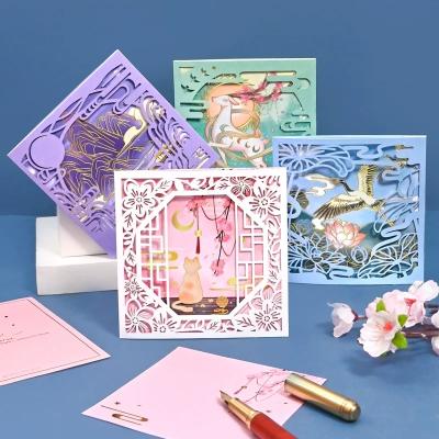 China Custom OEM 3D Laser Cut Layered Die-Cut Greeting Cards and Invitations for Weddings and Holidays for sale