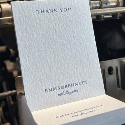China Custom OEM Letterpress Embossed Thank You Cards with 250gsm-350gsm Premium Textured Cotton Paper and Deep Embossing/Debossing for sale