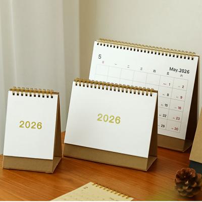 China Custom OEM Spiral-Bound Desk Calendar with 80-120gsm Matte Writing Paper, Metal Spiral Binding, and Custom Printed Stand for sale
