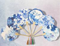 China Custom OEM Printed Tie-Dye Style Hand Fan with Natural Bamboo Handle for Promotional Gifts for sale