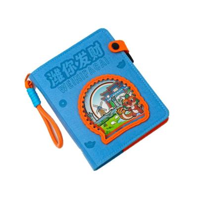 China Custom OEM Printed Felt Cover Notebook with 3D Felt Applique Patches and Elastic Strap Closure for sale