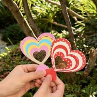 China Custom OEM Diffraction Heart Card with 250-350gsm Matte Cardstock, Full-Color CMYK Printing & Rainbow Light Effect Inserts for sale