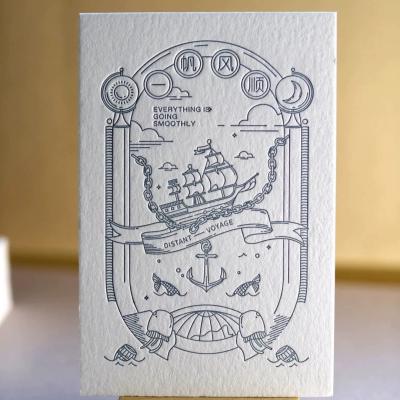 China Custom OEM Letterpress Embossed Postcard Printing with Premium Textured Paper and Traditional Letterpress Craftsmanship for sale
