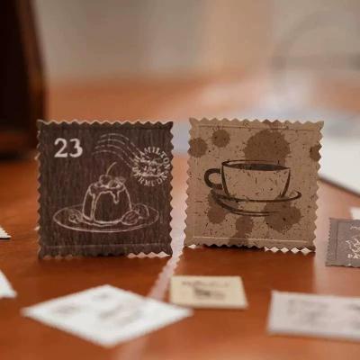 China Custom OEM Stamp-Square Die-Cut Paper Stickers with Premium Textured Paper and Offset Full-Color Printing for sale