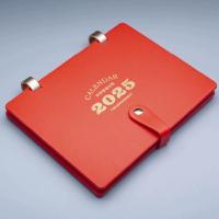 China Custom OEM Faux Leather Cover Desk Calendar with Offset Full-Color Printing and Ring Binding for sale